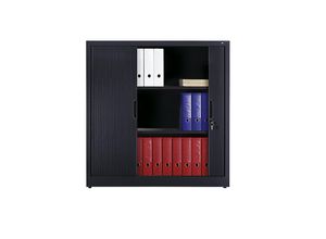 4025314284461 - Rollladenschrank mit Horizontal-Jalousie HxBxT 1230 x 1200 x 420 mm 2 Fachböden 3 Ordnerhöhen schwarzgrau C+P