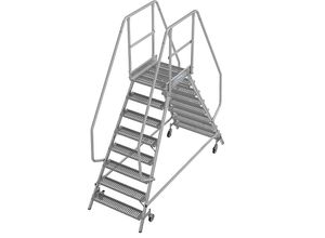 4009199821362 - Podestleiter mit R13-Rutschhemmung mit beidseitigem Aufstieg 2x8 Stufen inkl Plattform KRAUSE