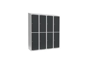 7042423035170 - Doppelstock-Spind Fydor 4 Abteile lichtgrau   grau B 1200 mm 4 Abteile schräge Dachform Zylinderschloss kaiserkraft