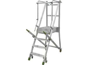 8028406000174 - Mobile Alu-Podesttreppe klappbar mit gerieften Aluminiumstufen 4 Stufen inkl Plattform kaiserkraft
