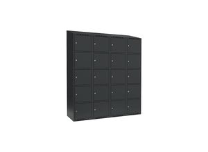 7042424846867 - 5er-Schließfachschrank Fydor 4 Abteile grau B 1200 mm 4 Abteile schräge Dachform Zylinderschloss kaiserkraft