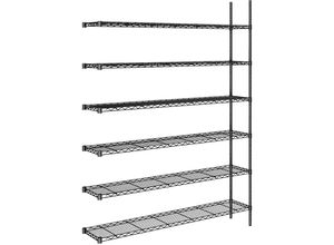 4061753091475 - Stahldraht-Gitterregal schwarz Fachlast 100 kg BxT 1520 x 360 mm Anbauregal Höhe 2180 mm 6 Fachböden kaiserkraft
