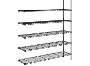 4061753091499 - Stahldraht-Gitterregal schwarz Fachlast 100 kg BxT 1520 x 460 mm Anbauregal Höhe 1880 mm 5 Fachböden kaiserkraft