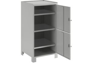 4250618214054 - Werkzeugschrank mit Füßen HxBxT 1000 x 500 x 500 mm 2 verschließbare Fächer mit je 1 Fachboden lichtgrau RAL 7035 Wolf