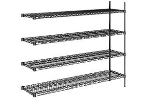 4061753091840 - Stahldraht-Gitterregal schwarz Fachlast 250 kg BxT 1520 x 460 mm Anbauregal Höhe 1370 mm 4 Fachböden kaiserkraft