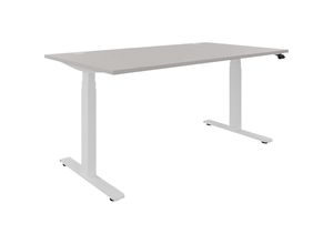 4260761572765 - Schreibtisch BOTTOM-UP elektrisch höhenverstellbar gerade BxT 1600 x 900 mm lichtgrau weiß kaiserkraft