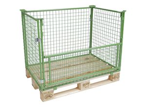4061753239884 - ratioform economy Gitter-Aufsatzrahmen Längswand halb klappbar zum Aufsetzen für Paletten 1200 x 800 H 1000 mm Maschen 50 x 50 mm grün