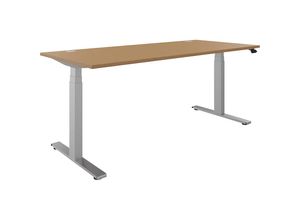 4260761572833 - Schreibtisch BOTTOM-UP elektrisch höhenverstellbar gerade BxT 1800 x 800 mm Buche silber kaiserkraft