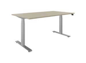 4260761572697 - Schreibtisch BOTTOM-UP elektrisch höhenverstellbar gerade BxT 1600 x 900 mm Ahorn silber kaiserkraft
