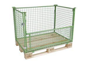 4061753239877 - ratioform economy Gitter-Aufsatzrahmen Längswand halb klappbar zum Aufsetzen für Paletten 1200 x 800 H 800 mm Maschen 50 x 50 mm grün