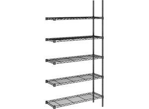 4061753091338 - Stahldraht-Gitterregal schwarz Fachlast 100 kg BxT 910 x 360 mm Anbauregal Höhe 1880 mm 5 Fachböden kaiserkraft