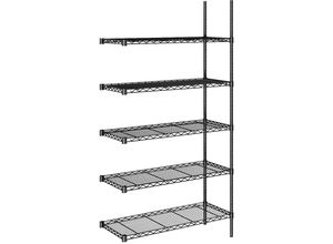 4061753091376 - Stahldraht-Gitterregal schwarz Fachlast 100 kg BxT 910 x 460 mm Anbauregal Höhe 1880 mm 5 Fachböden kaiserkraft