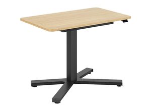 5901747576801 - Schreibtisch Miva elektrisch höhenverstellbar Monosäulen-Beistelltisch gerade LxB 900 x 550 mm Eiche hell schwarz kaiserkraft