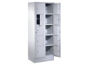 4250618203959 - Verteilerschrank mit Zentraltür Abteilbreite innen 350 mm Breite 700 mm 10 Fächer lichtgrau