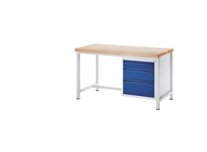 4040376981516 - Werkbank Gestellbauweise 3 Schubladen Größe L je 1 x 120 180 240 mm hoch Tiefe 700 mm Breite 1500 mm RAU