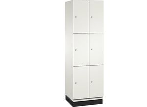 4064615508197 - 3er-Schließfachschrank Cambio 2 Abteile reinweiß   weiß HPL-Tür B 600 mm 6 Fächer C+P