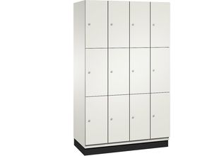 4064615508005 - 3er-Schließfachschrank Cambio 4 Abteile reinweiß   weiß HPL-Tür B 1200 mm 12 Fächer C+P