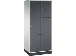 4059369333591 - INTRO Stahl-Schließfachschrank Fachhöhe 580 mm BxT 820 x 600 mm 6 Fächer Korpus lichtgrau Türen schwarzgrau