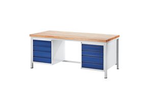 4040376982605 - Werkbank Gestellbauweise 8 Schubladen Größe L Tiefe 900 mm Breite 2000 mm RAU
