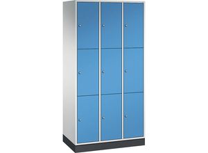 4025314897722 - INTRO Stahl-Schließfachschrank Fachhöhe 580 mm BxT 920 x 500 mm 9 Fächer Korpus lichtgrau Türen lichtblau