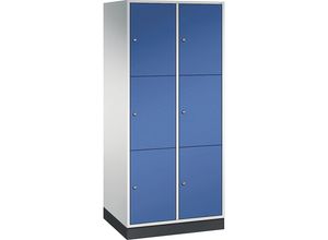 4025314695359 - INTRO Stahl-Schließfachschrank Fachhöhe 580 mm BxT 820 x 600 mm 6 Fächer Korpus lichtgrau Türen enzianblau