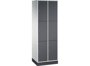 4055404440101 - INTRO Stahl-Schließfachschrank Fachhöhe 580 mm BxT 620 x 500 mm 6 Fächer Korpus lichtgrau Türen schwarzgrau