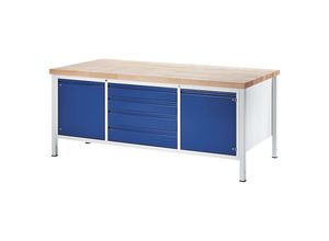 4040376982568 - Werkbank Gestellbauweise 4 Schubladen Größe XL 2 Türen Tiefe 900 mm Breite 2000 mm RAU