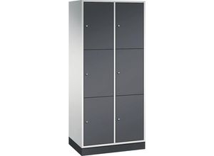 4061261148258 - INTRO Stahl-Schließfachschrank Fachhöhe 580 mm BxT 820 x 500 mm 6 Fächer Korpus lichtgrau Türen schwarzgrau