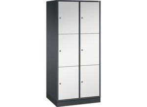 4061261148340 - INTRO Stahl-Schließfachschrank Fachhöhe 580 mm BxT 820 x 600 mm 6 Fächer Korpus schwarzgrau Türen lichtgrau