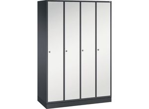 4055404591766 - C+P Garderobenschrank Intro H1950xB1220xT490mm Korpus Schwarzgrau Türen Lichtgrau Abteile 4 Abteilbreite 300 Fächer 4 Zylinderschloss