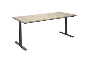 4061753263889 - Mehrzwecktisch DUO-T gerade Platte HxT 740 x 800 mm Breite 1800 mm Eiche schwarz kaiserkraft
