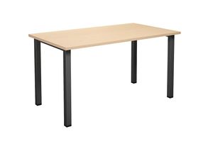 4061753264183 - Mehrzwecktisch DUO-U gerade Platte Tiefe 800 mm Breite 1400 mm Birke schwarz kaiserkraft