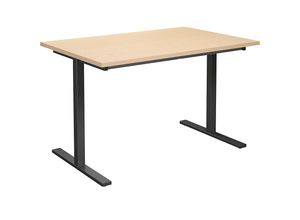 4061753263285 - Mehrzwecktisch DUO-T gerade Platte HxT 740 x 800 mm Breite 1200 mm Birke schwarz kaiserkraft