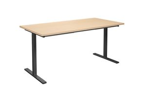 4061753263643 - Mehrzwecktisch DUO-T gerade Platte HxT 740 x 800 mm Breite 1600 mm Birke schwarz kaiserkraft