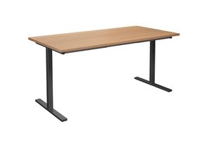 4061753263674 - Mehrzwecktisch DUO-T gerade Platte HxT 740 x 800 mm Breite 1600 mm Buche schwarz kaiserkraft