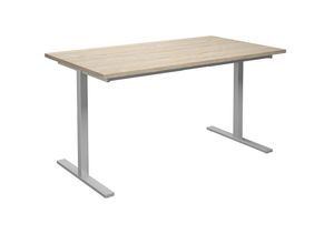 4061753263513 - Mehrzwecktisch DUO-T gerade Platte HxT 740 x 800 mm Breite 1400 mm Eiche silber kaiserkraft