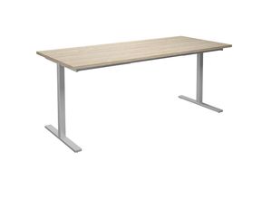4061753263872 - Mehrzwecktisch DUO-T gerade Platte HxT 740 x 800 mm Breite 1800 mm Eiche silber kaiserkraft