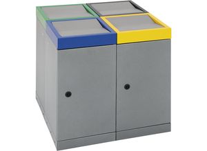 4031068150556 - Wertstoffsammelsystem mit Flügeltür Volumen 30 l graualu 4-fach-Sammler kaiserkraft
