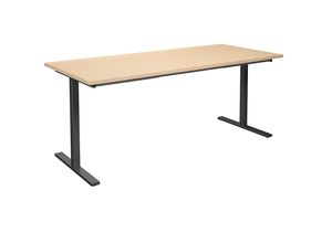 4061753263827 - Mehrzwecktisch DUO-T gerade Platte HxT 740 x 800 mm Breite 1800 mm Birke schwarz kaiserkraft
