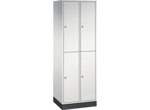 4025314662207 - INTRO doppelstöckiger Stahl-Garderobenschrank BxT 620 x 500 mm 4 Fächer Korpus lichtgrau Türen lichtgrau