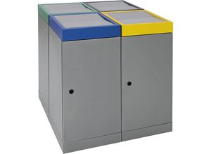 4031068150587 - Wertstoffsammelsystem mit Flügeltür Volumen 70 l graualu 4-fach-Sammler kaiserkraft