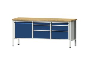 4014641005320 - Werkbank Gestellbauweise Serie V 1 Tür 540 mm 6 Schubladen Höhe 890 mm Buche massiv ANKE