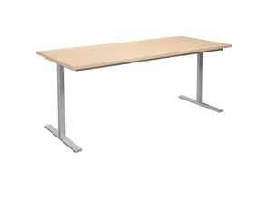 4061753263810 - Mehrzwecktisch DUO-T gerade Platte HxT 740 x 800 mm Breite 1800 mm Birke silber kaiserkraft