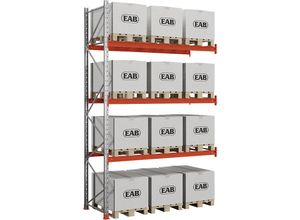 4061753270771 - Palettenregal verzinkt orange HxBxT 4500 x 2840 x 1100 mm Fachlast 2250 kg Anbauregal kaiserkraft