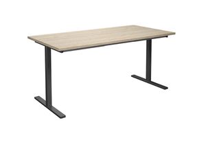 4061753263704 - Mehrzwecktisch DUO-T gerade Platte HxT 740 x 800 mm Breite 1600 mm Eiche schwarz kaiserkraft