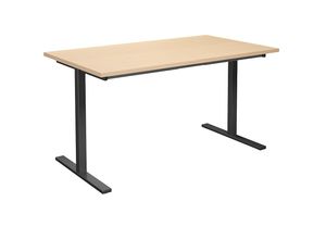 4061753263469 - Mehrzwecktisch DUO-T gerade Platte HxT 740 x 800 mm Breite 1400 mm Birke schwarz kaiserkraft