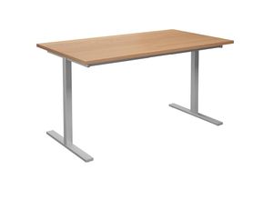 4061753263483 - Mehrzwecktisch DUO-T gerade Platte HxT 740 x 800 mm Breite 1400 mm Buche silber kaiserkraft