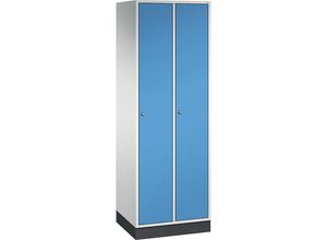 4025314649604 - C+P Garderobenschrank Intro H1950xB620xT490mm Korpus Lichtgrau Türen Lichtblau Abteile 2 Abteilbreite 300 Fächer 2 Zylinderschloss
