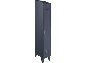 4250618239927 - Stahlschrank mit Schrägdach Abteile schrankhoch Gesamtbreite 300 mm 1 Abteil blaugrau RAL 7031