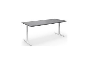 4061753263957 - Mehrzwecktisch DUO-T gerade Platte HxT 740 x 800 mm Breite 1800 mm lichtgrau weiß kaiserkraft